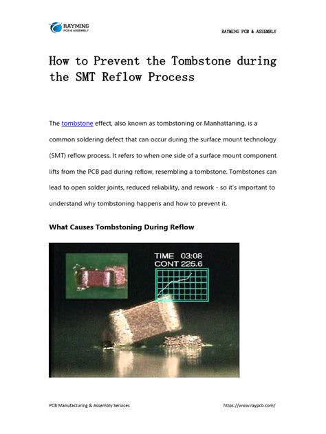 How To Prevent The Tombstone During The Smt Reflow Process Pdf Printed Circuit Board Soldering