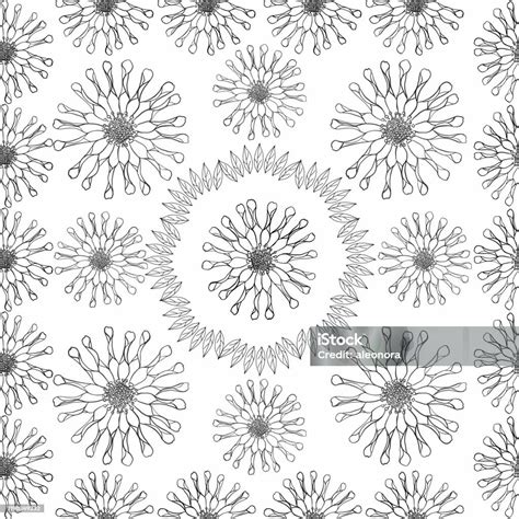 흰색 배경에 꽃의 원활한 패턴입니다 어린이와 성인을위한 색칠 공부 책 감기와 독감에 대한 스톡 벡터 아트 및 기타 이미지