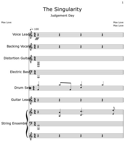 The Singularity Sheet Music For Voice Lead Distortion Guitar