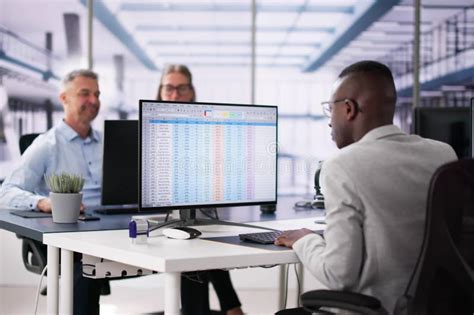 Data Analyst African Woman Using Spreadsheet Stock Image Image Of Business Data 323080579