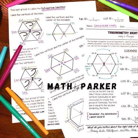 Trigonometry Identities Using A Hexagon Guided Notes Trigonometry Guided Notes Hexagon