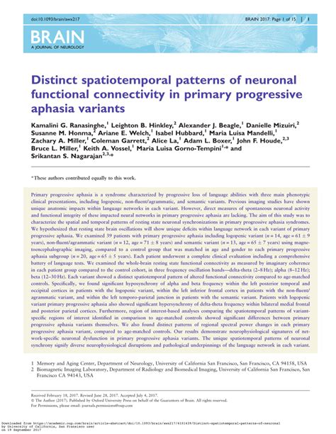 Pdf Distinct Spatiotemporal Patterns Of Neuronal Functional