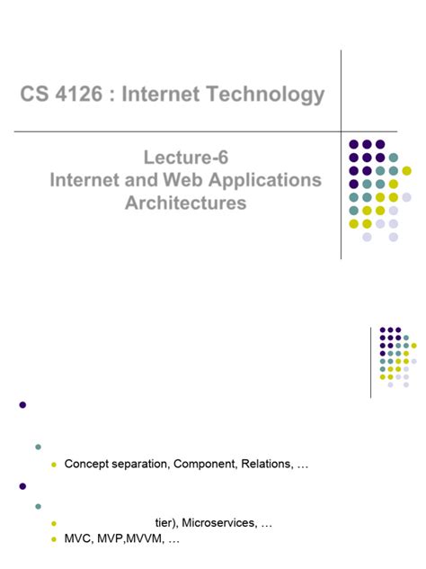lecture 6 internet and web applications architectures pdf model view controller databases