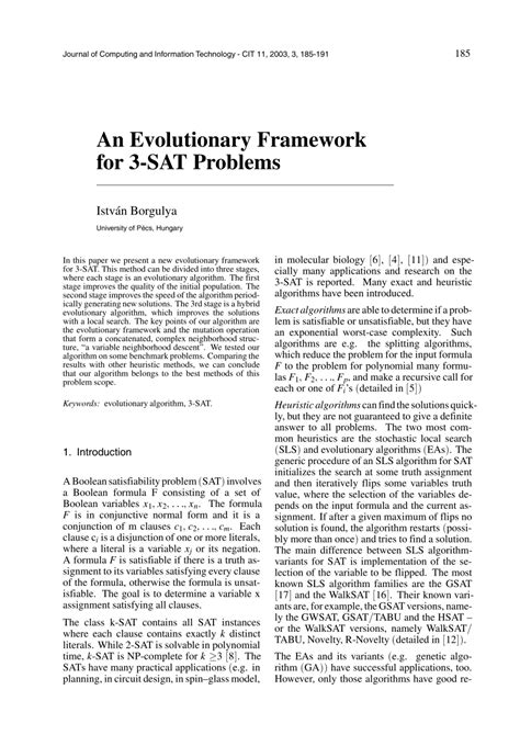 pdf an evolutionary framework for 3 sat problems
