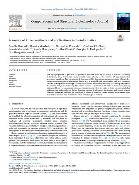 A Survey Of K Mer Methods And Applications In Bioinformatics Pdf
