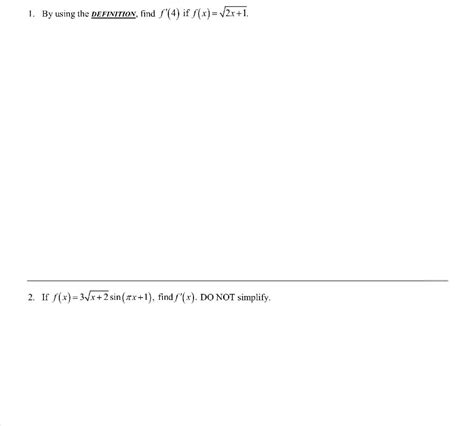 solved 1 by using the definition find f 4 if f x