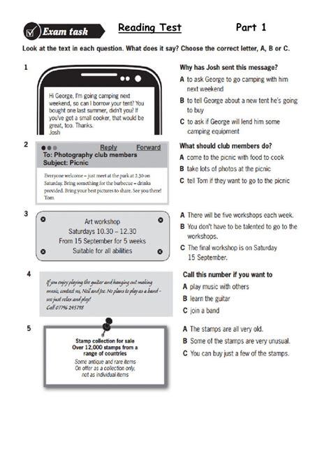 B1 Reading Test 3 Online Exercise For Live Worksheets