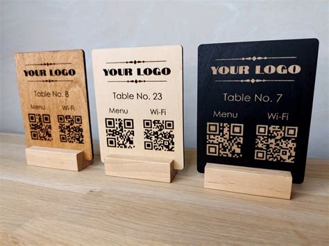 custom made wooden qr code menu sign for cafe bar personalized qr