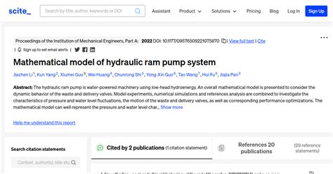 Mathematical Model Of Hydraulic Ram Pump System