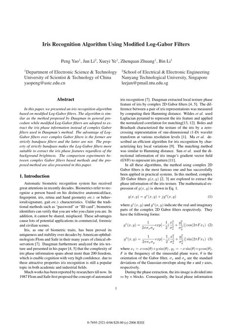 Pdf Iris Recognition Algorithm Using Modified Log Gabor Filters