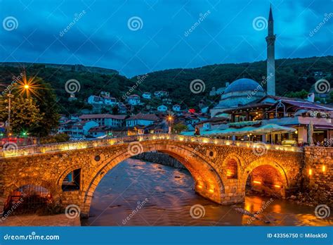 Evening View At The Old Stone Bridge In Prizren Editorial Image Image