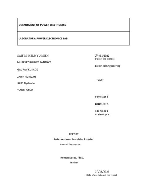 Power Electronics Lab 3 Pdf Power Electronics Resonance