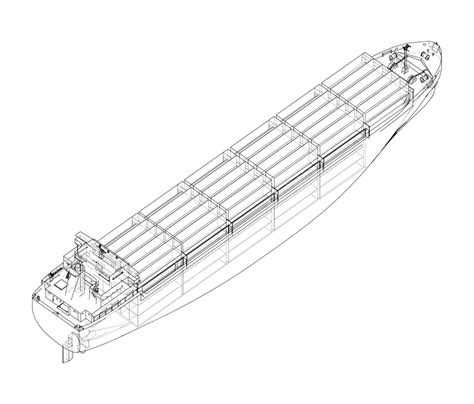 Cargo Ship With Containers Vector Ship Wire Frame Container Vector Ship Wire Frame Container