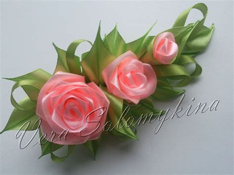 Заколки резинки ручной работы за КЛАСС спасибо Урок по созданию цветка из ленты Поделки из