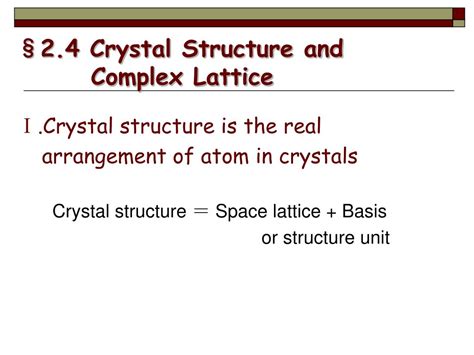 PPT 2 4 Crystal Structure And Complex Lattice PowerPoint Presentation ID 3222626