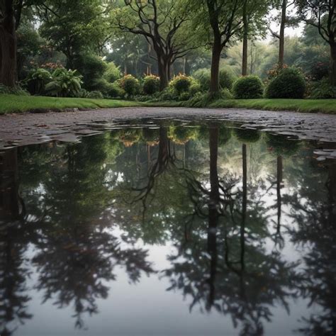 Premium Photo A Pond With A Tree Reflected In It And A Tree Reflection In The Water