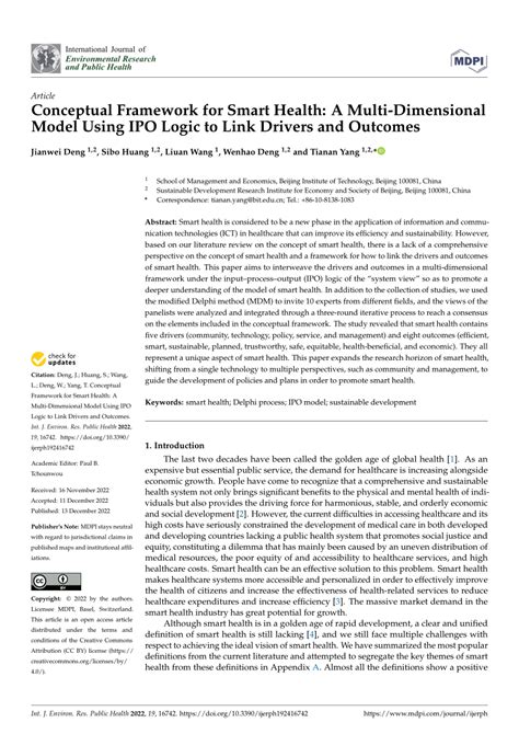 PDF Conceptual Framework For Smart Health A Multi Dimensional Model Using IPO Logic To Link