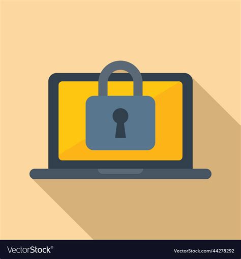 Locked Laptop Icon Flat Data Protect Royalty Free Vector