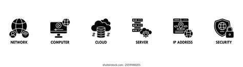 Network Technology Banner Web Icon Set Stock Vector Royalty Free 2559448201 Shutterstock