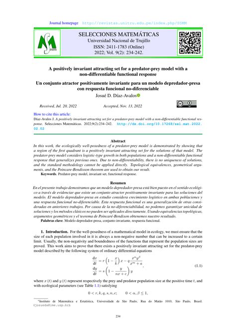 Pdf A Positively Invariant Attracting Set For A Predator Prey Model With A Non Differentiable