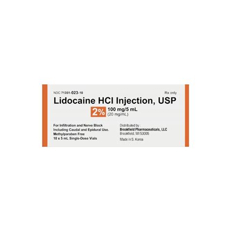 2 Lidocaine Hcl Injection 20 Mg Ml Single Dose Vial 5ml 10 Tray Mcguff