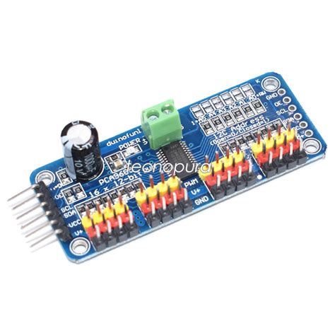Módulo Shield Pca9685 Pwm 12 Bit Driver I2c Controlador De 16 Servomotores Tecnopura