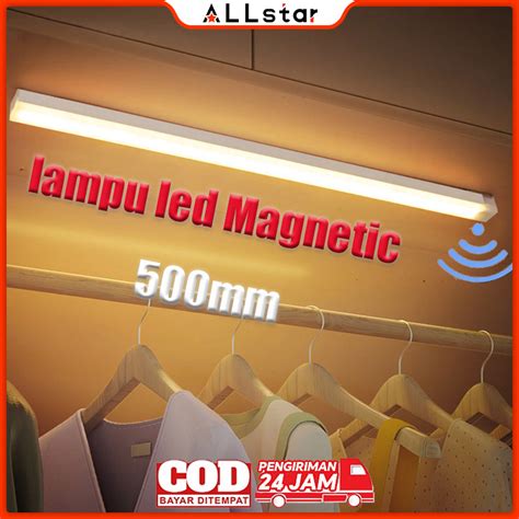 Jual 50cm Lampu Sensor Gerak Magnetic Motion Sensor Lampu Stick Panjang