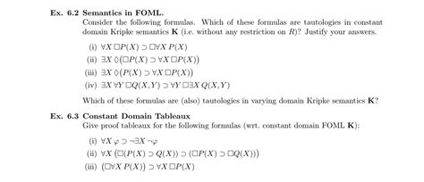 Solved Ex Semantics In FOML Consider The Following Chegg