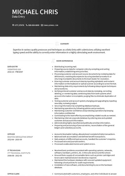 Data Entry Resume Examples Templates