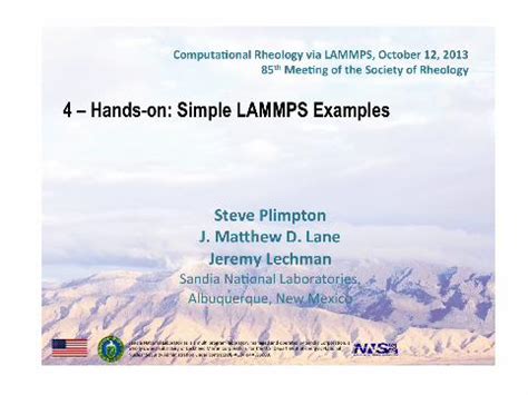 PDF Working With The LAMMPS Exampleslammps Sandia Gov Tutorials Sor SoR Hands On Simple