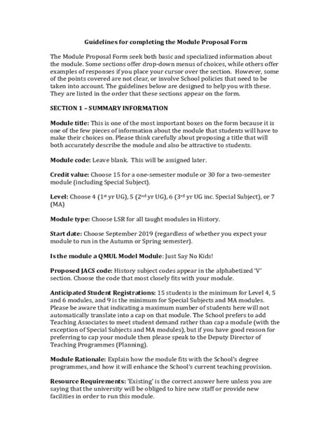fillable online guidelines for completing the module proposal form fax