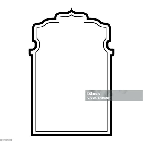 이슬람 아치 디자인 이중선 개요 선형 블랙 스트로크 실루엣 디자인 픽토그램 기호 시각적 일러스트 레이 션 0명에 대한 스톡 벡터 아트 및 기타 이미지 Istock