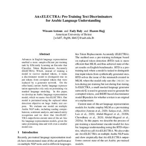 araelectra pre training text discriminators for arabic language