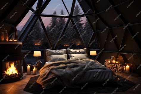 Premium Ai Image Modern Geodesic Dome Bedroom Generative Ai