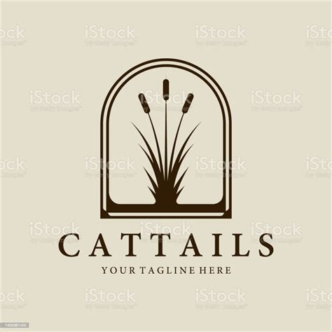 캣테일 또는 갈대 로고 빈티지 벡터 일러스트 레이 션 템플릿 디자인 0명에 대한 스톡 벡터 아트 및 기타 이미지 0명 가구