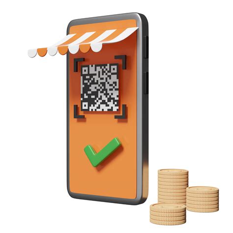 3d Orange Mobile Phone Or Smartphone With Store Front Barcode Qr Code