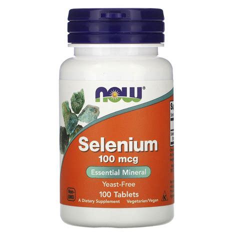 Now Foods Selenium 100 Mcg 100 Tablets Allnatural