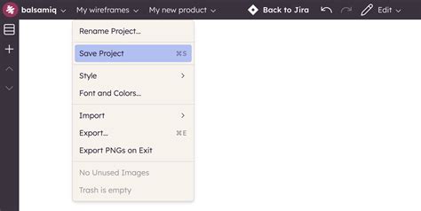 Saving The Project Balsamiq Documentation