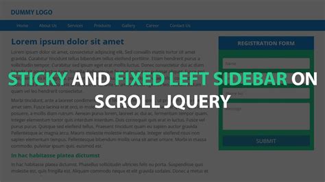 Sticky And Fixed Left Sidebar On Scroll Jquery YouTube
