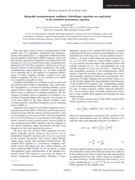 Pdf Integrable Nonautonomous Nonlinear Schrodinger Equations Are