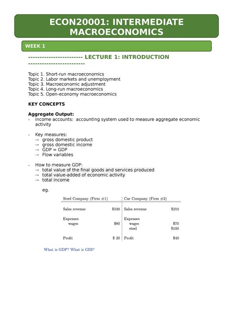 macroeconomics intermediate macro notes f lecture 1 introduction