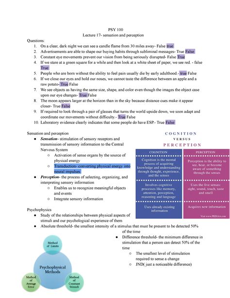 Psy 100 10 18 2022 Fall 2022 Psy 100 Lecture 17 Sensation And Perception Questions 1 On A