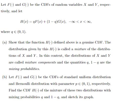 Solved Let F ﻿and G ﻿be The Cdfs Of Random Variables X
