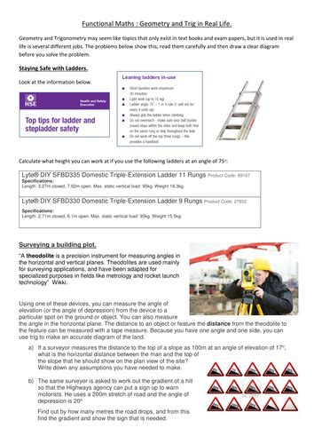 Trig And Pythagoras In The Real World Teaching Resources