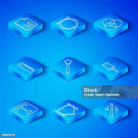 라인 텍스트 마술 지팡이 베지어 곡선이 있는 하트 푸시 핀 Rgb Cmyk 색상 혼합 눈금자 Id 파일 문서 및 아이콘을 설정합니다 벡터 3차원 형태에 대한 스톡 벡터 아트