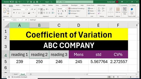 How To Calculate The Coefficient Of Variation In Excel Youtube