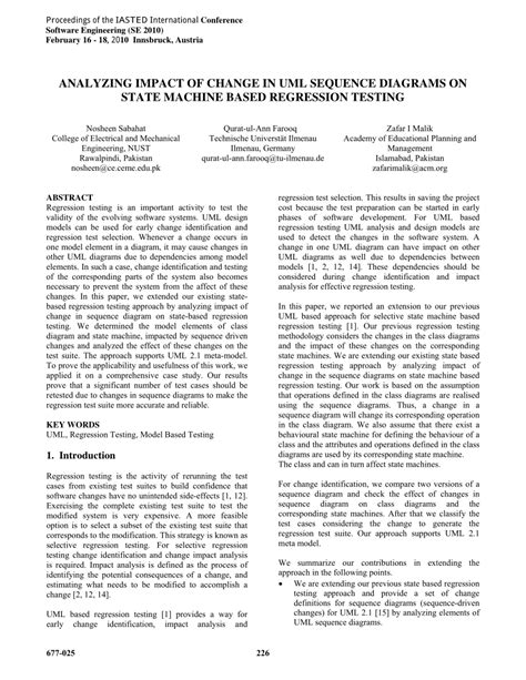 PDF Analyzing Impact Of Change In UML Sequence Diagrams On State Machine Based Regression Testing