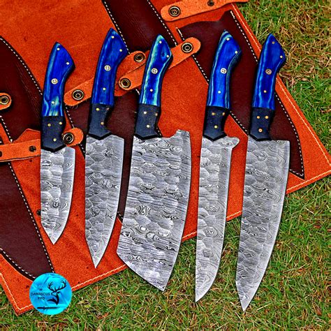 Custom Made Chef Knife Set Hand Forged Damascus Steel Kitchen Knives S