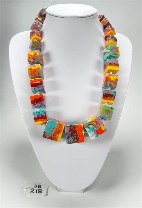 Jackie Brazil Kandinsky Mix Size Liquorice Cubes Resin Necklace