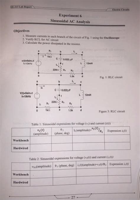 Solved EE 213 Lab Report Electric Circuits Experiment 6 Chegg Com